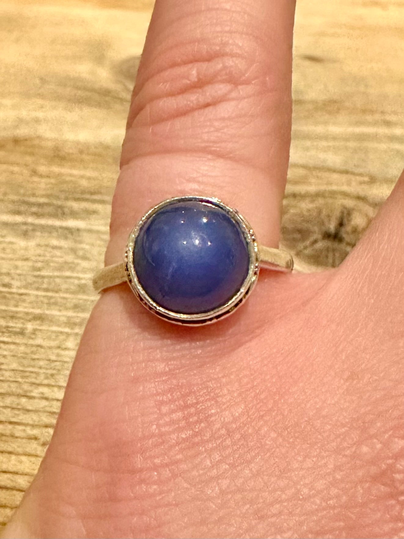 Vintage Blue Stone Circle 925 Silver Size N1/2 Ring – VintageBuyDan